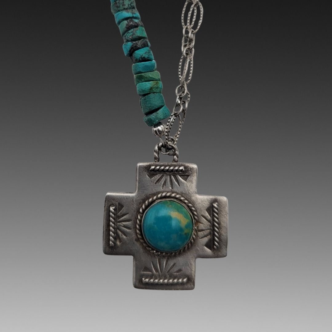 Sundance Turquoise Cross Pendant – Ann Finley Jewelry